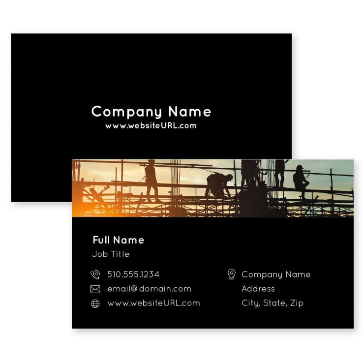 Contractor Contract Business Card 2x3-1/2 Rectangle - Black Bradford ...