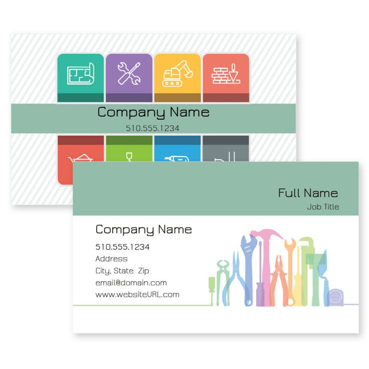 Hand Tool Business Card 2x3-1/2 Rectangle Horizontal - De York Green ...
