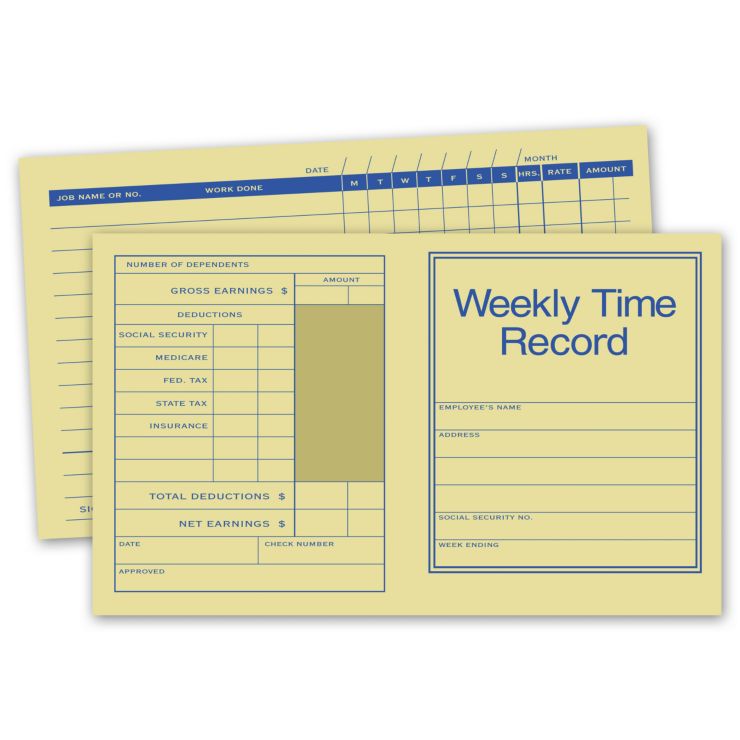 Pocket Size Weekly Time Records Bradford Business Checks