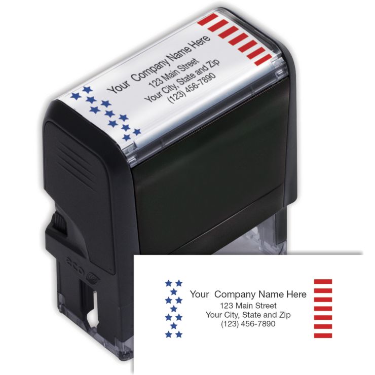 Name & Address Patriotic Stamp - Self-Inking Bradford Business Checks